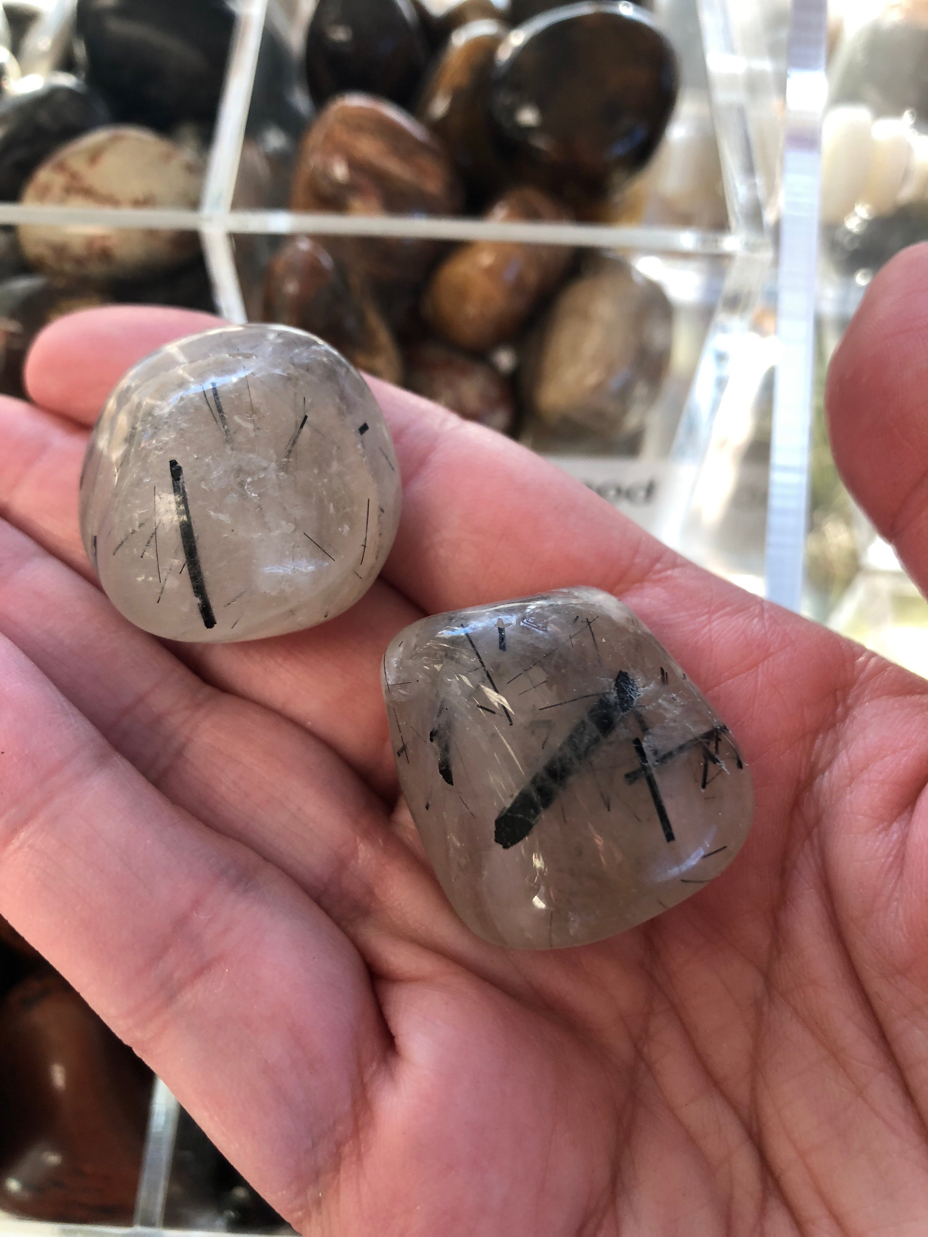 Tourmalinated Quartz Tumbled Gemstone - Cast a Stone